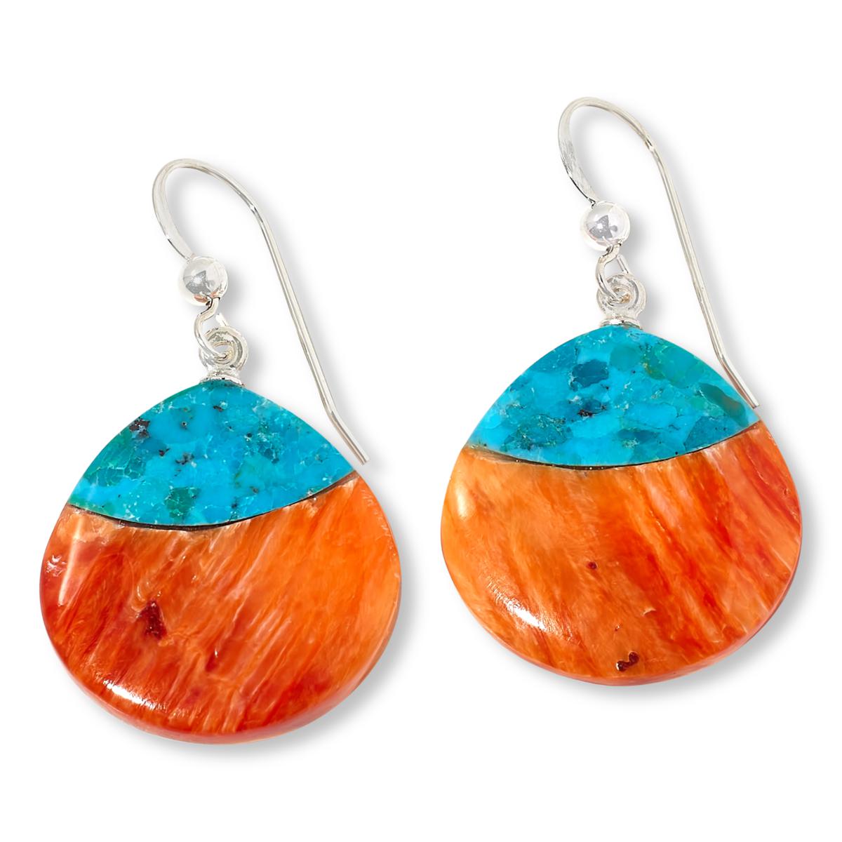 Jay King Spiny Oyster Shell and Turquoise Inlay Drop Earrings ...