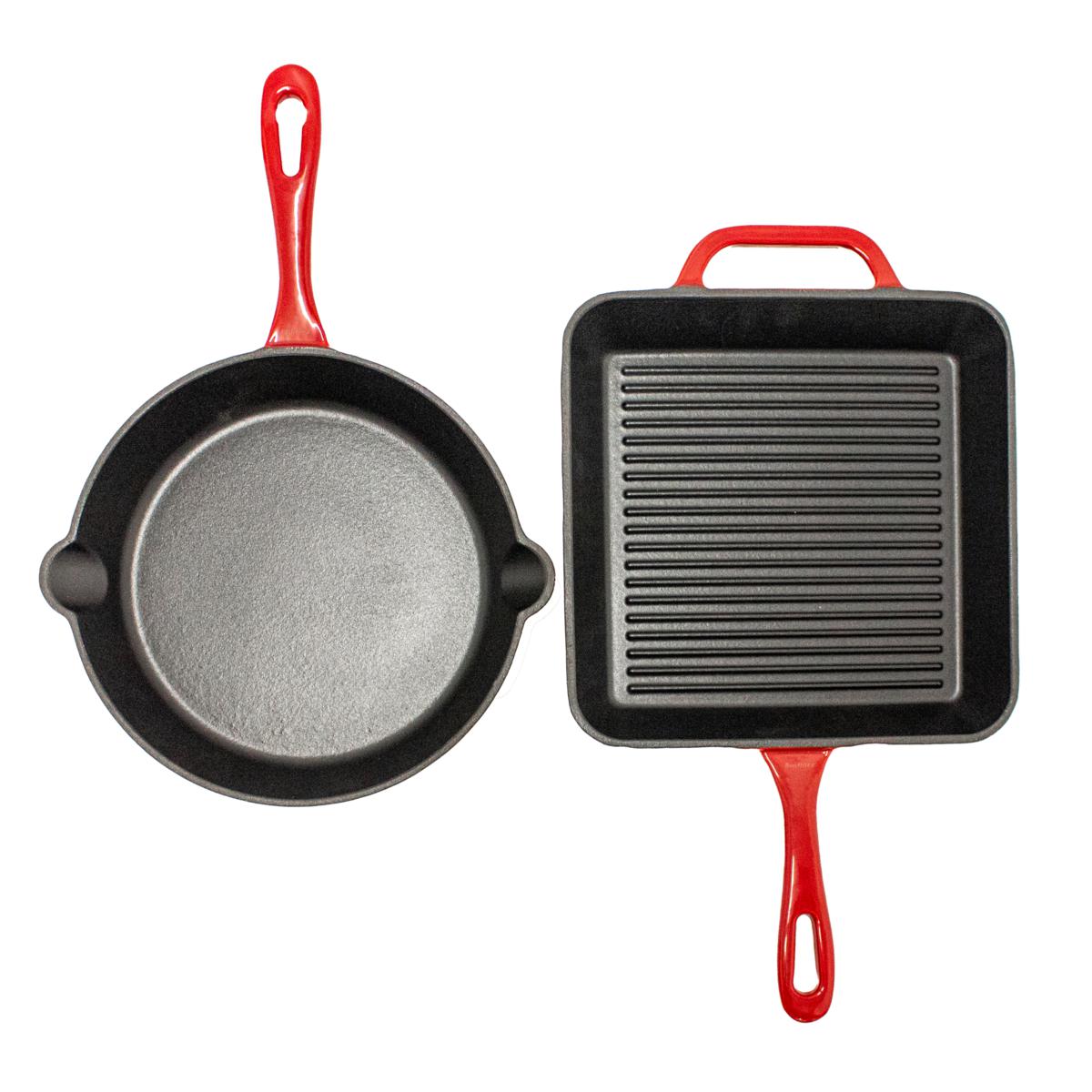 Neo Enameled Cast Iron 2-piece Fry Pan and Grill Pan Set | HSN
