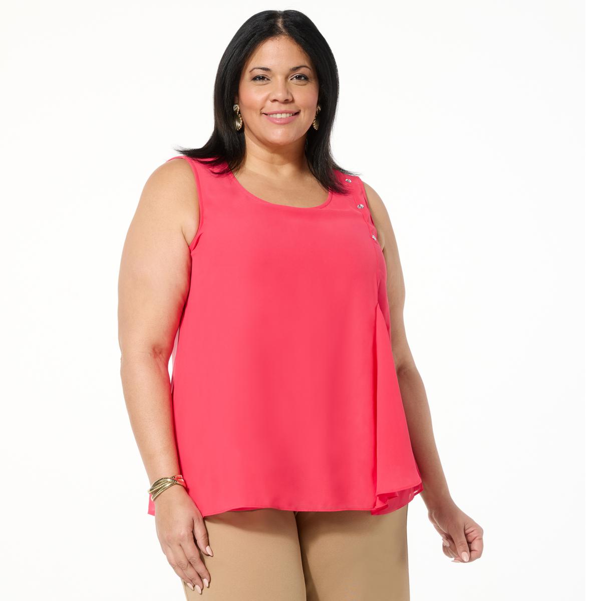 Nina Leonard Cascading Chiffon Sleeveless Top - 23440382 | HSN