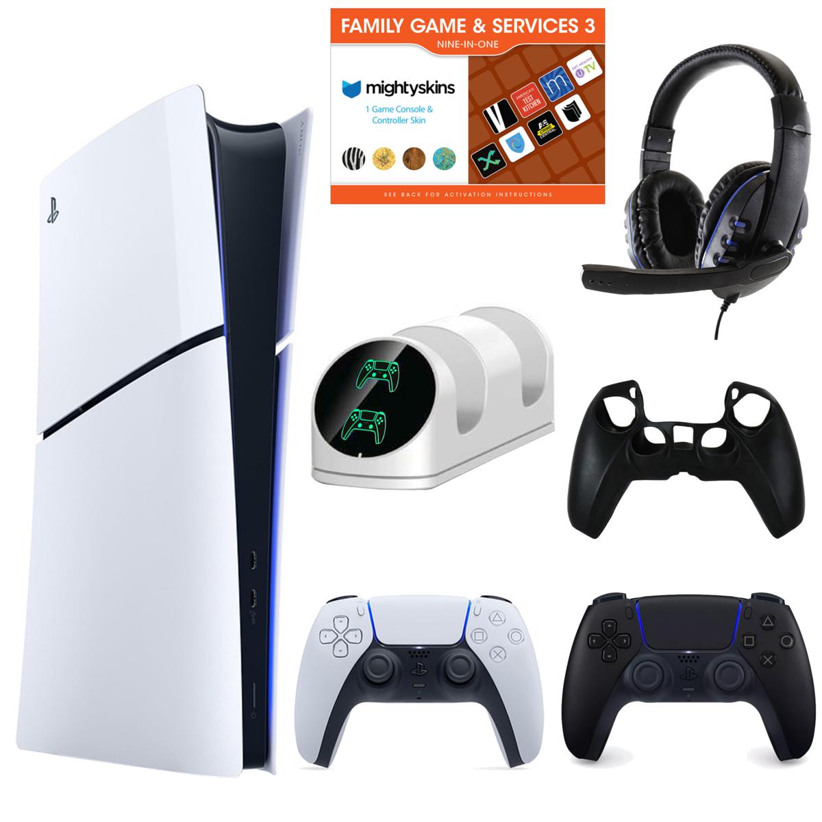PS5 Slim Digital Console w/Black DuelSense Controller Bundle - 22472692 ...