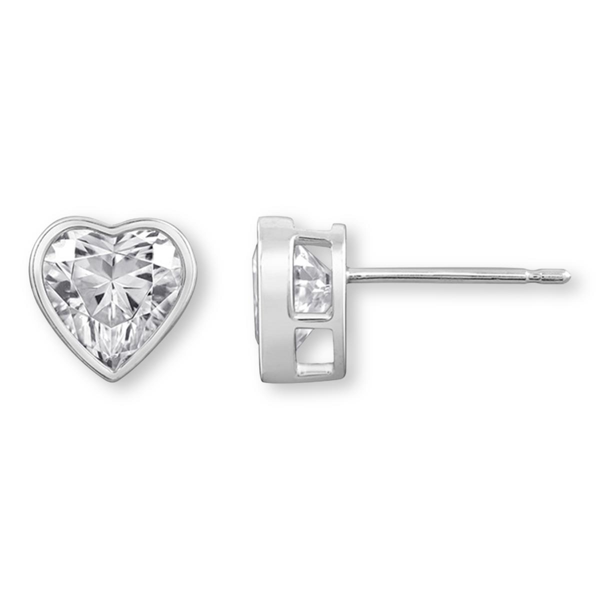 Radiance by Absolute™ Platinum-Plated Bezel-Set Heart Stud Earrings ...