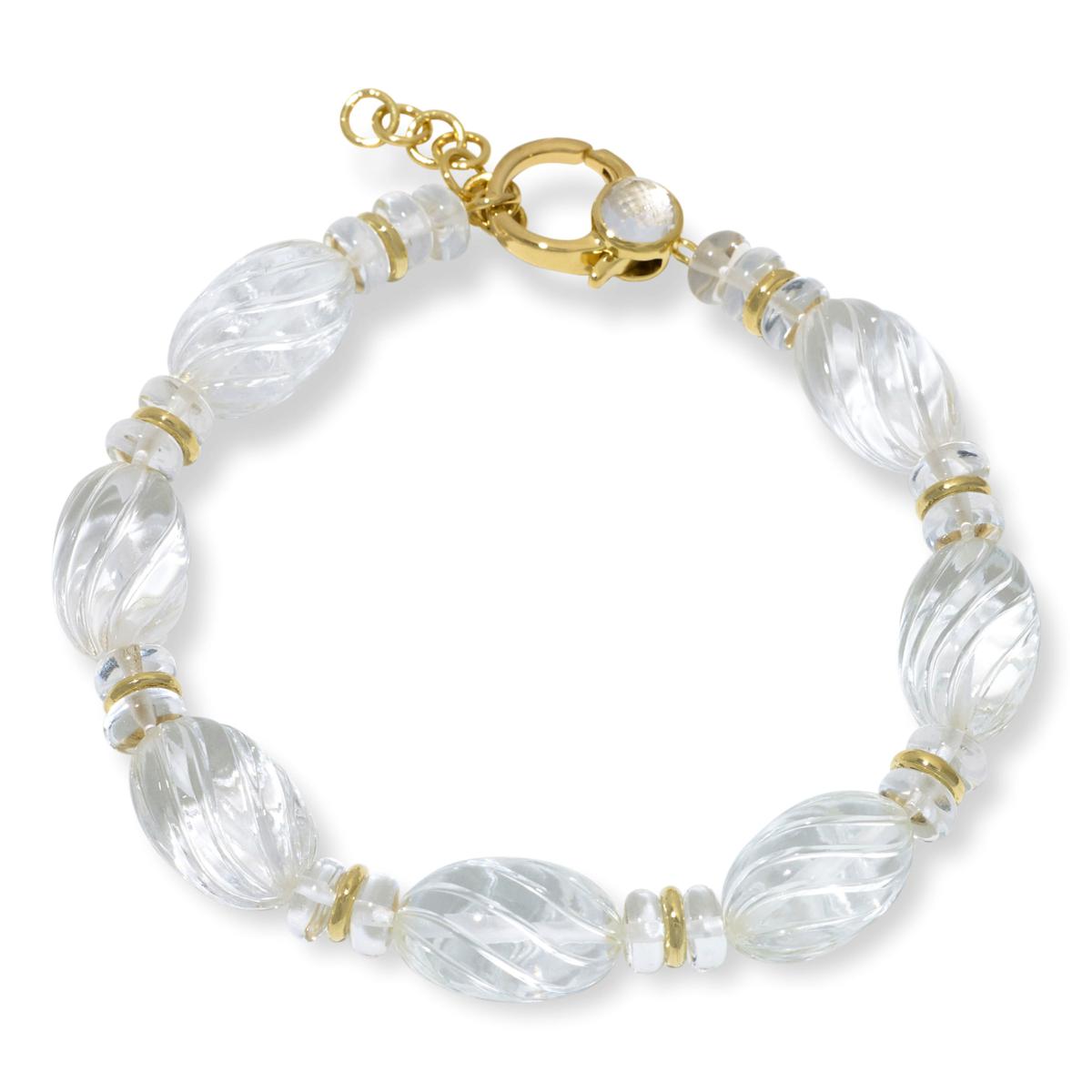 Rarities Gold-Plated Carved Rock Crystal Quartz Bead Bracelet | HSN