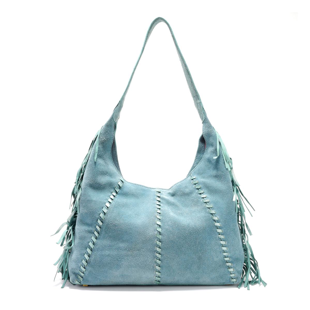 Sharif Legacy Suede Metallic Fringe Hobo with Whipstitching | HSN