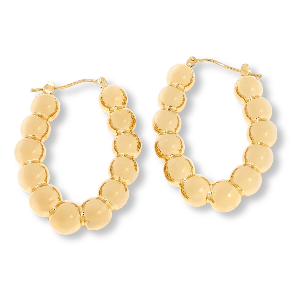 Soave Oro 14K Electroform Beaded Oval Hoop Earrings | HSN