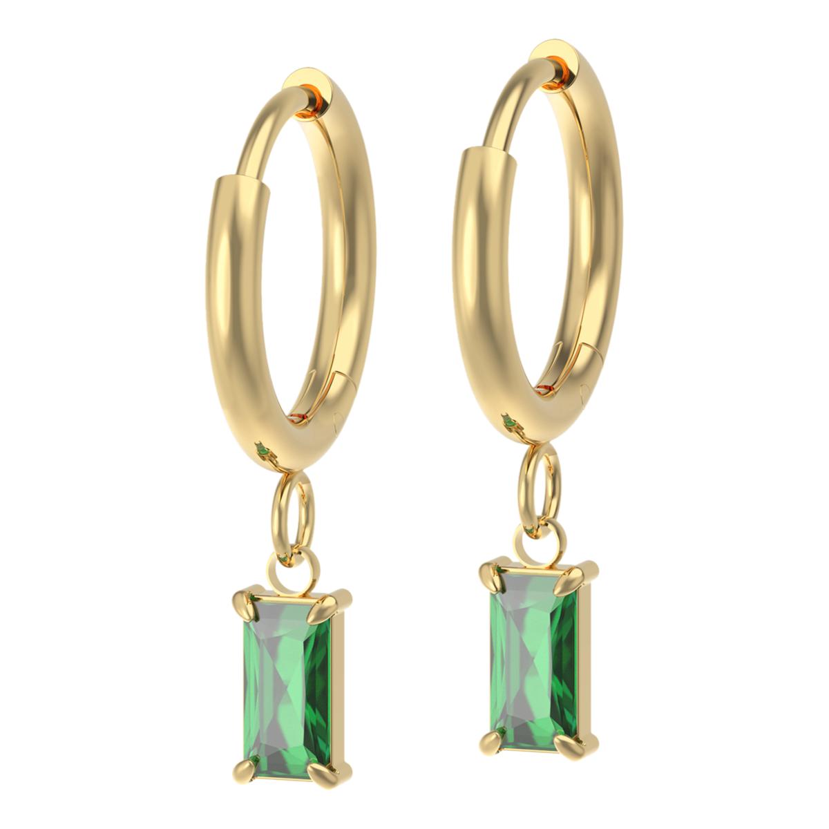 Stately Steel Stone Hoop Dangle Earrings - 21806225 | HSN