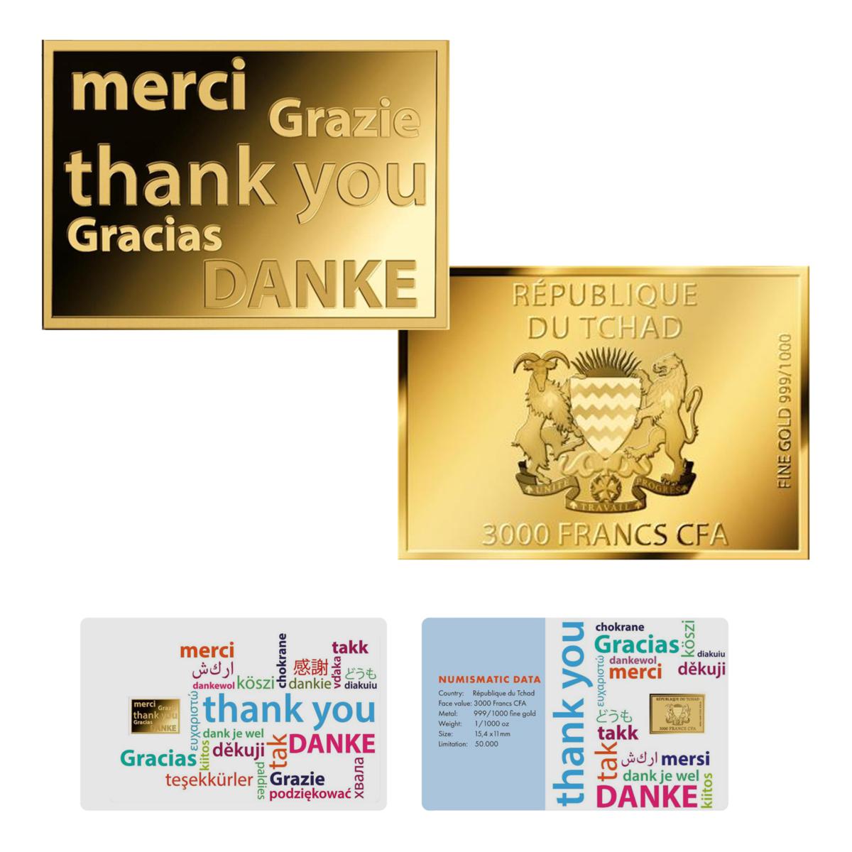 Thank You 1/1000 oz. 99.9% Gold Coin - Republic of Chad | HSN