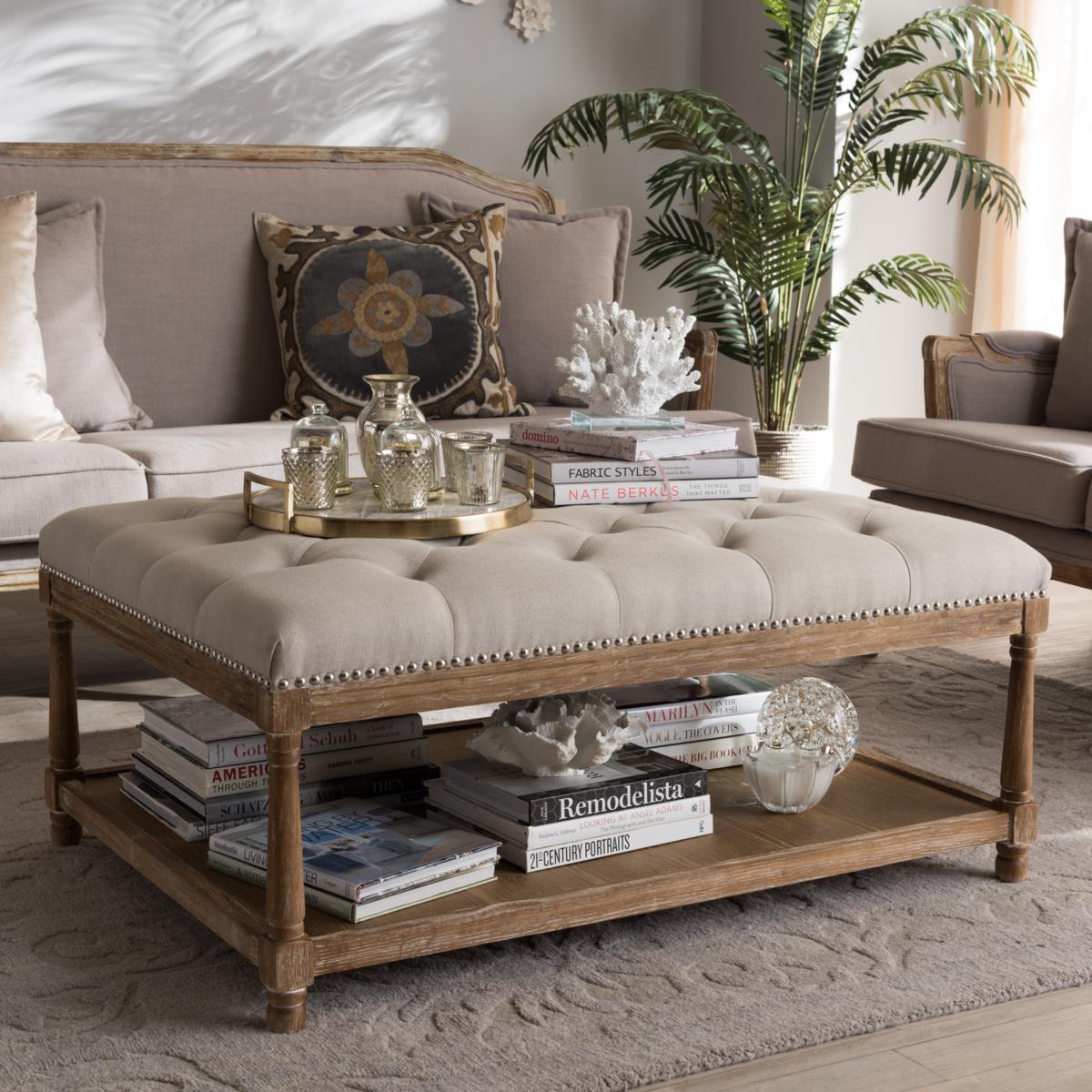 Tufted coffee table rectangle store