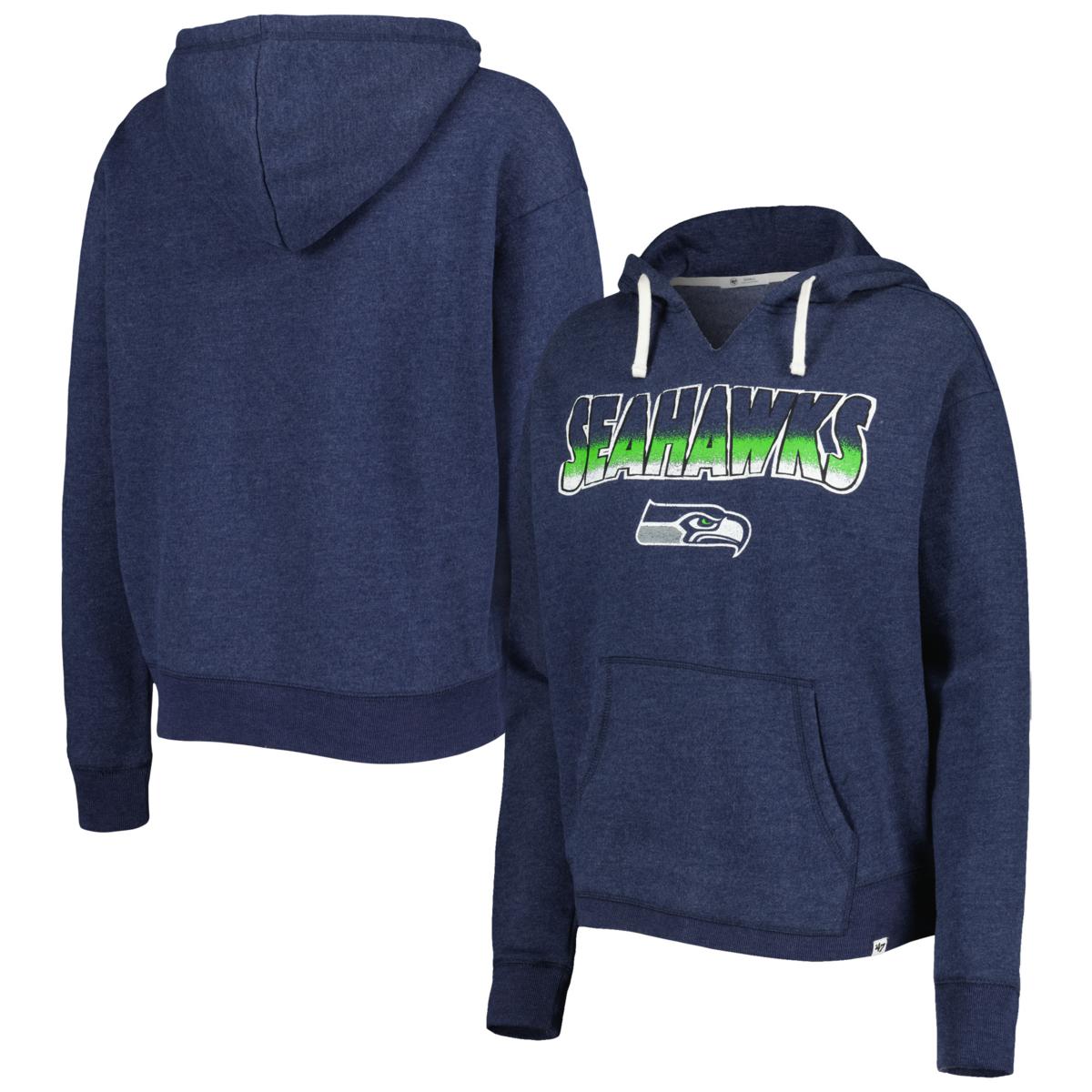 Women's '47 College Navy Seattle Seahawks Color Rise Kennedy Notch Neck ...