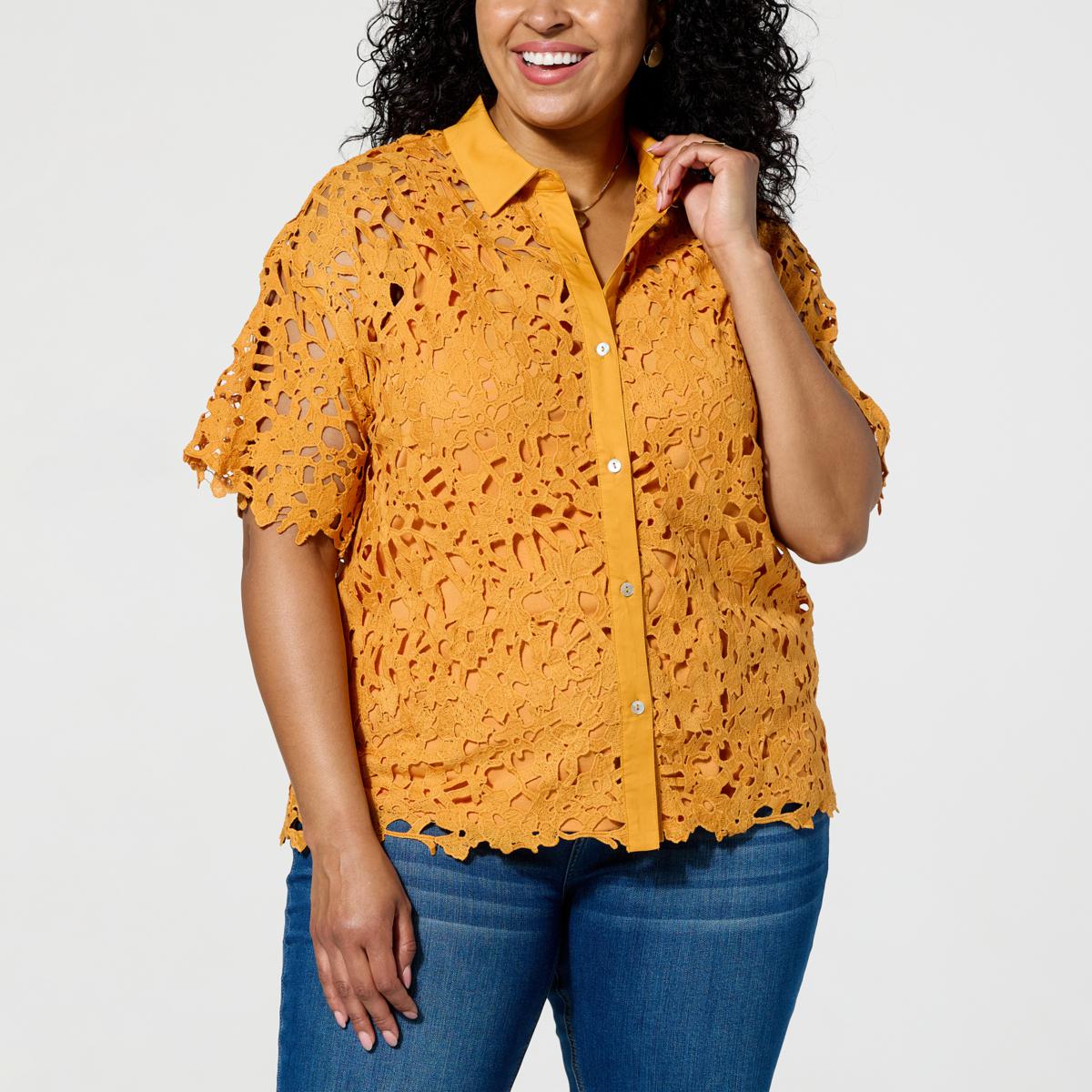 WynneCollection Abstract Floral Lace Top - 22066812 | HSN